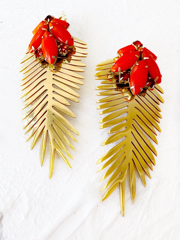 Fronds with Benefits (Orange 2) - Dora Mae Jewelry